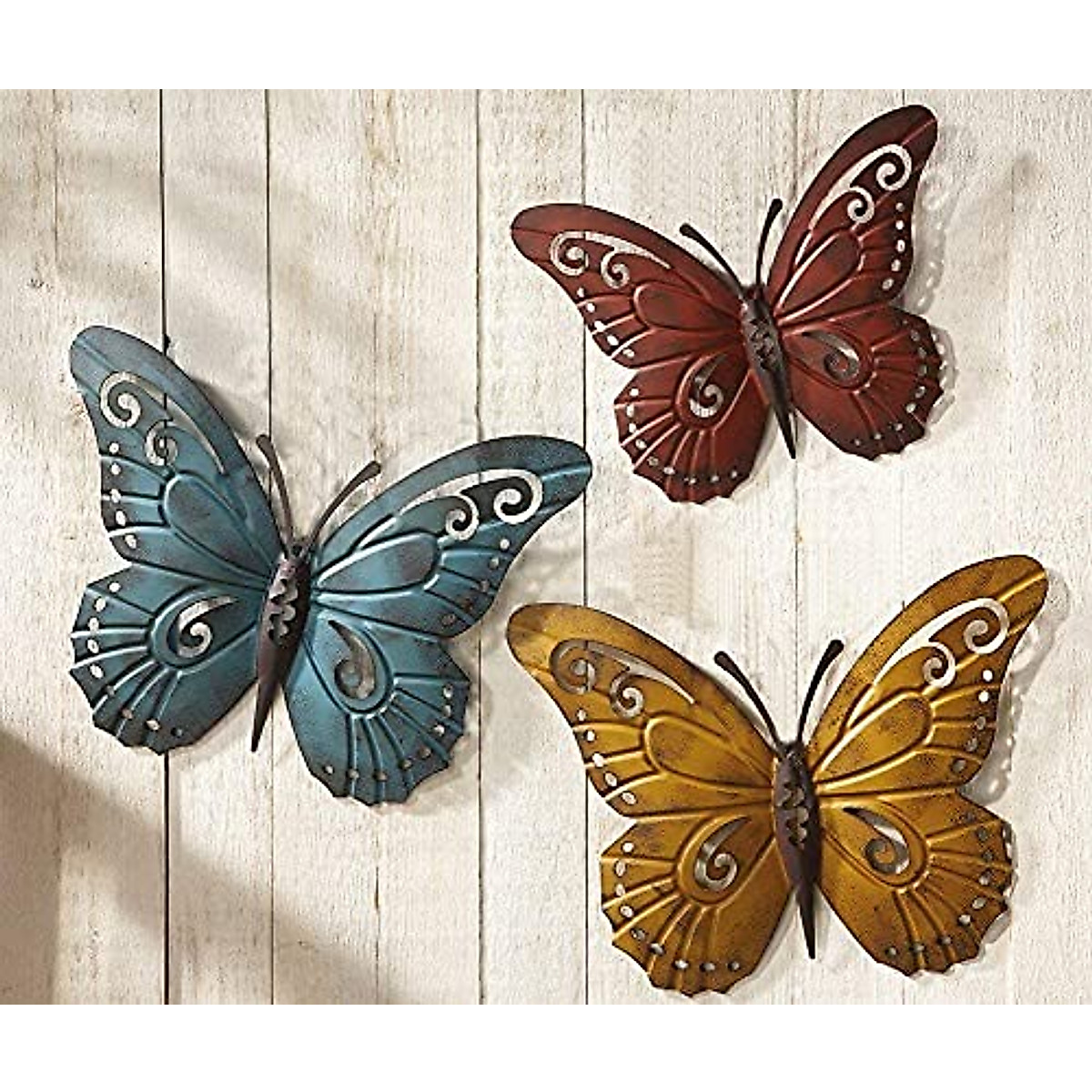 Superdream 3D Nature Inspired Metal Butterfly DIY Decorative Wall Art Trio Hang Indoors or Outdoors