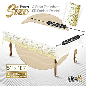Glitz&Gather Heavy Duty Plastic Table Cloth For Parties Disposable 4 Pack, 54''x108'' for Rectangle Table |Decorative Durable,Waterproof & Wrinkleless Gold TableCloth |Plastic Table Cover For Weddings