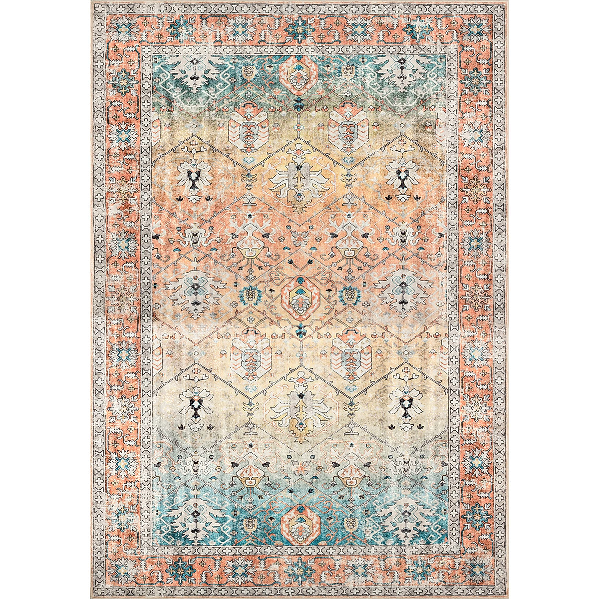 Valenrug Washable Rug 8x10 - Ultra-Thin Antique Collection Area Rug, Stain Resistant Rugs for Living Room Bedroom, Distressed Vintage Rug(Matte Gradient, 8'x10')