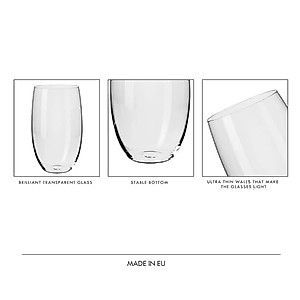 Krosno Water Juice Drinking Glasses | Set of 6 Pieces | 17.2 oz | Blended Collection | Ideal for Home, Restaurant, Events & Parties | Dishwasher Safe