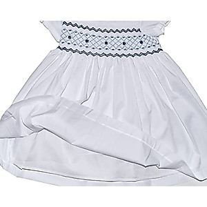 Toddler Baby Girls Soft Cotton Hand Smocked Dress Frilly Sleeve Ruffle Swing Tunic Shirt Casual Party Dress (2 Years) Blue Floral