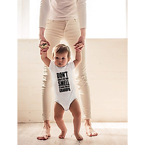 CBTwear Don't Look At Me, That Smell Is Coming From My Grandpa Baby Bodysuit - Newborn Unisex Clothes (6 Months, Heather Grey)
