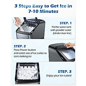 Freezimer DreamiceX1| Ice Makers Countertop Self-Cleaning, Portable Ice Maker Machine Countertop, 9 Cubes Ready in 7-10 Mins, 2 Size Ice Cubes Bullet Ice Machine | 33lbs/24h Silver