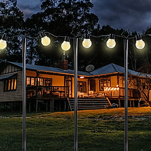 Sandinrayli String Light Poles, Set of 6 Outdoor Black Metal Poles for Hanging String Lights. Sturdy Hanging Pole for Outdoor String Lights, Creating an Enchanting Ambiance in Your Patio or Garden.