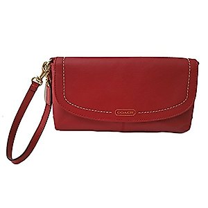 Coach Campbell Soft Leather Large Clutch Wristlet Wallet Red 50183