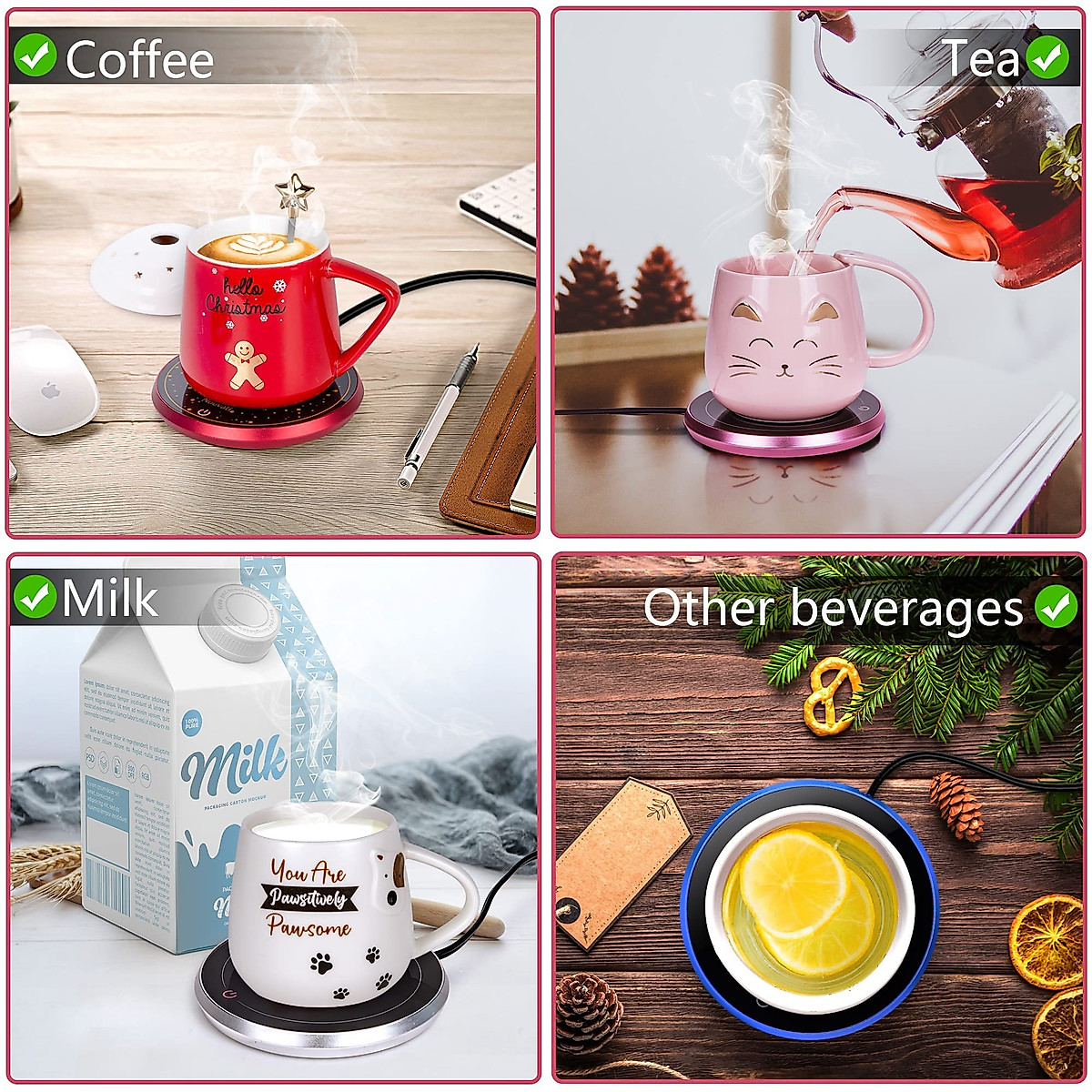 Nouvati Mug Warmer/Candle Warmer Plate/Coffee Warmer for Desk Auto Shut Off: Excellent Heating, 2 Heating Modes, Safety Features, Sleek & Compact Design; Tea Warmer (Rose Pink)