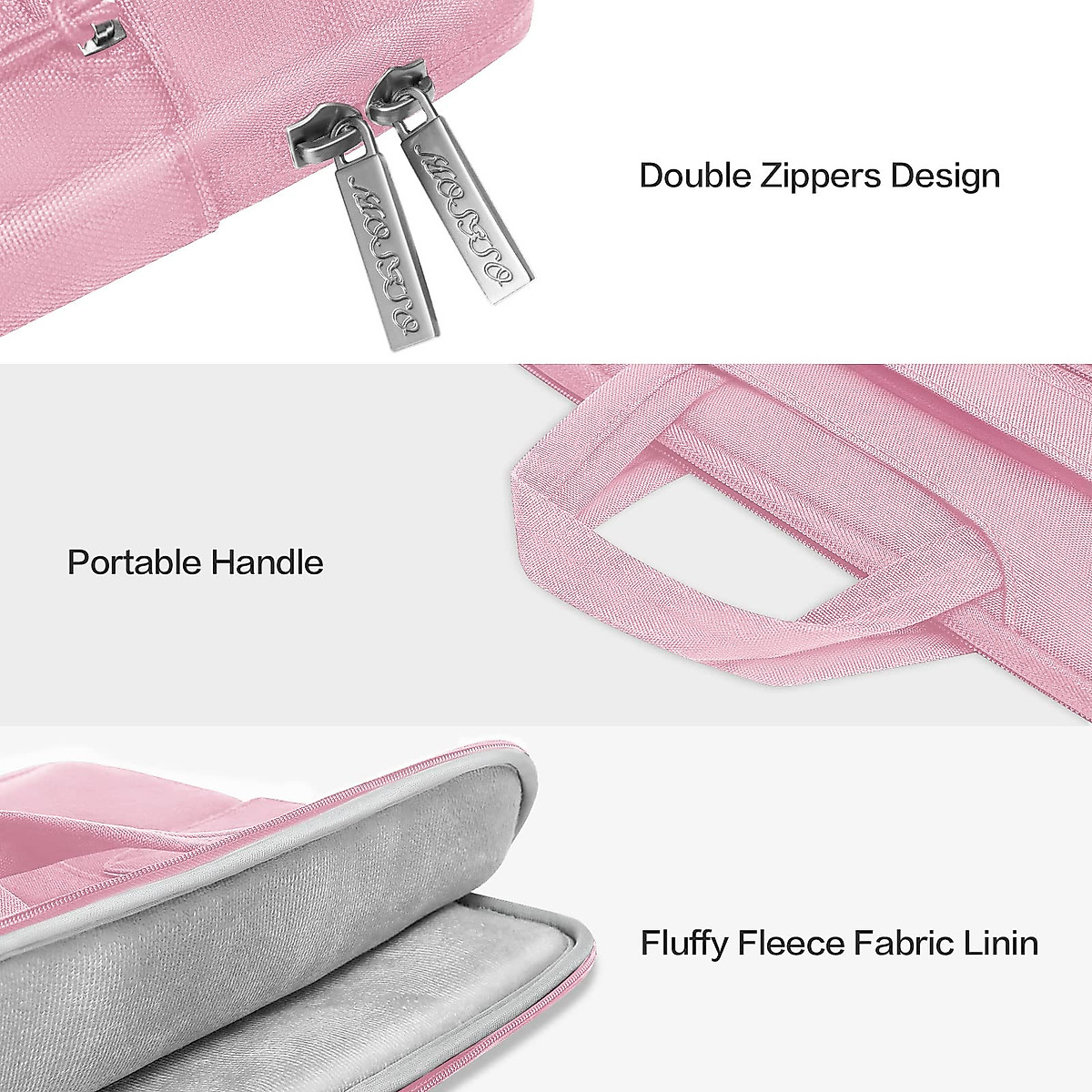 MOSISO Laptop Shoulder Bag Compatible with MacBook Pro 16 inch 2023-2019 M3 A2991 M2 A2780 M1 A2485 A2141/Pro 15 A1398,15-15.6 inch Notebook,Polyester Flapover Briefcase Sleeve Case, Pink