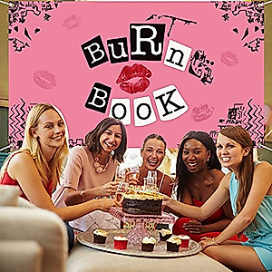 Unbess Mean Girls Party Backdrop Banner Hot Pink Burn Book Photography Background Posters for Room Y2K Aesthetic Early 2000s Teens Sweet Birthday Bachelorette Party Decorations Supplies, 6.6 x 3.8 ft
