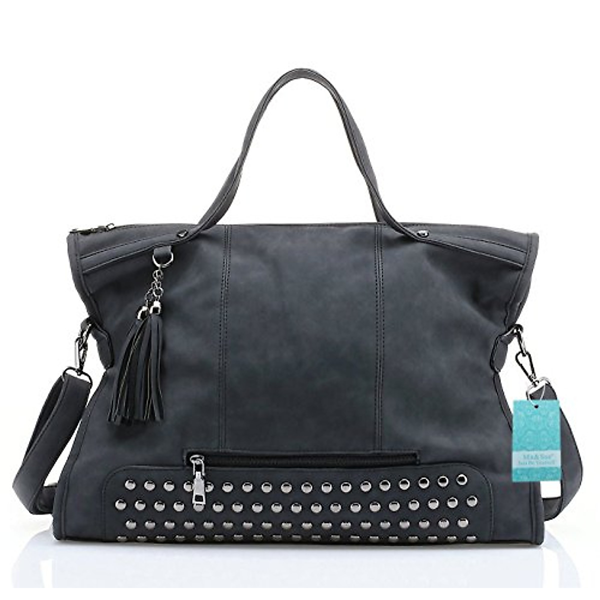 Large Rivet Purse Suede Leahter Hanbags for Women Black Gothic Style Crossbody Bags Ladies Top Handle Satchel Studded Tote Bags