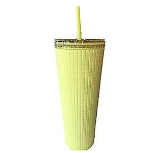 Starbucks Meadow Yellow Grid Soft Touch Tumbler Venti 24 oz