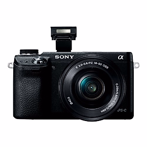 Sony NEX-6L/B Mirrorless Digital Camera with 16-50mm Power Zoom Lens and 3-Inch LED (Black) (Renewed)