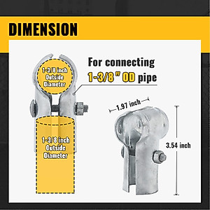 VIVIDA End Rail Clamps 1-3/8" x 1-3/8", End Rail T Clamps Chain Link Fence Fittings, Panel T Clamps for 1-3/8" OD Pipe, Galvanized Fence Pipe T Clamps, Chain Link Fence Parts, 6 PCS