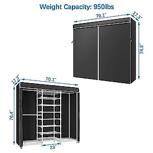 VIPEK S3C Heavy Duty Portable Closet, Adjustable Shoe Rack Wire Shelf, Large Wardrobe Organizer for Bedroom Storage, Free Standing Clothes Rack, Custom White Rack with Black Cover