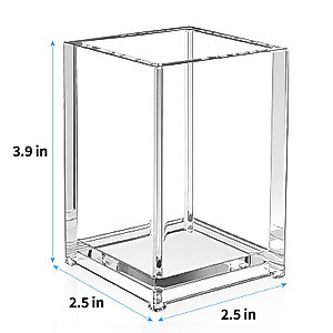 MaxGear Pen Holder 2 Pack Clear Acrylic Pencil Holder for Desk, Pencil Cups Desk Accessories Holder, Makeup Brush Storage Organizer, Desktop Stationery Organizer for Office School Home Supplies