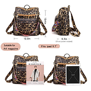 ZOCILOR Women's Fashion Backpack Purse Multipurpose Design Convertible Satchel Handbags and Shoulder Bag PU Leather Travel bag (Brown Leopard)