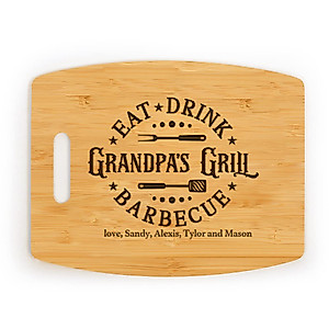 Grandpa's or Grandma's Eat Drink and BBQ Personalized Bamboo Cutting Board Engraved Grill Lover Gift for Christmas Grandparents Day Father's Day Birthday 15" x 12"