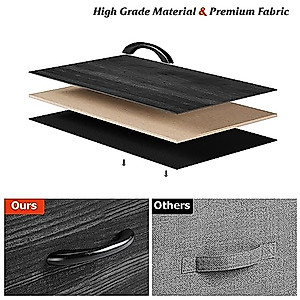 Nicehill Nightstand, Dresser with 3 Drawers, Bedside Table Chest of Drawers, Small Dresser for Bedroom, Kids' Room, Closet, Kids Dresser with Wooden Top Steel Frame, Modern, Black Wood Grain