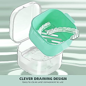 OFIDUS Denture Bath Case, Denture Cups for Soaking Dentures, Retainer Cleaning Case with Strainer Basket, Portable False Teeth Container, Soak Container for Retainer, Braces, Mouthguard (Purple)