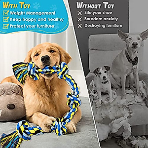 UPSKY Dog Rope Toy for Large Medium Dogs, Dog Chew Toy for Aggressive Chewers, Indestructible 3 Feet 5 Knots Rope Toy, Heavy Duty Tough Dog Toy, Interactive Tug of War Toy for Extra Large Dogs