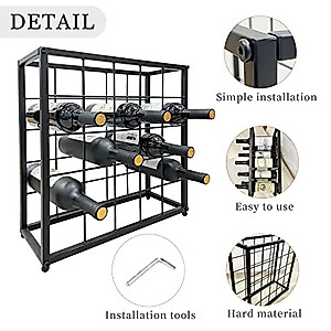 OFILLES 25 Bottles Black Metal Wine Racks, Tabletop Freestanding Wine Bottle Holder, Countertop Wine Rack for Wine Bottle Storage, Pantry, Kitchen, Bar, Cellar,Basement.