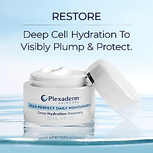 Plexaderm Daily Face Moisturizer - Hyaluronic Acid for Deep Hydration - For All Skin Types, Fragrance-Free, 1 fl oz