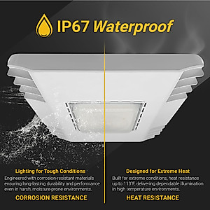 NUWATT LED Canopy Lights Outdoor 150W Waterproof LED Gas Station Light, 2CCT Selectable 4000K/5000K, 21250LM, Dimmable, 120-277V, IP67 Rated, LED Parking Garage Lights or Lights for Carport, 2 Pack