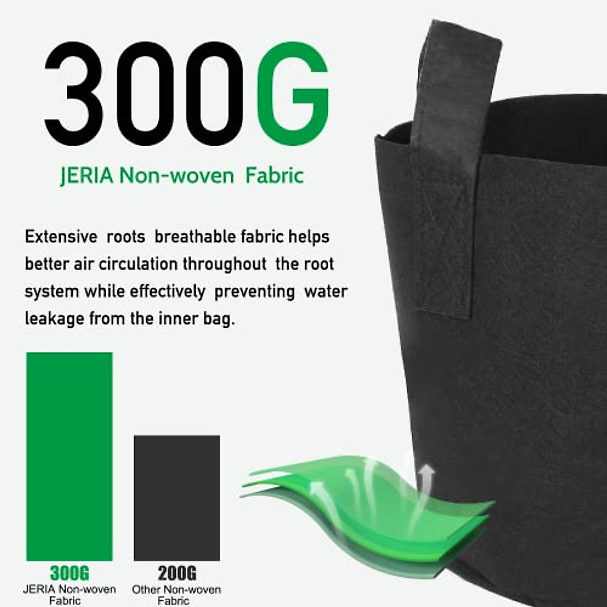 JERIA 16-Pack 5 Gallon Grow Bags, Heavy Duty Thickened Nonwoven Fabric Pots Container with Reinforced Handles, Vegetable/Flower/Plant Grow Pots Come with 16 Pcs Plant Labels