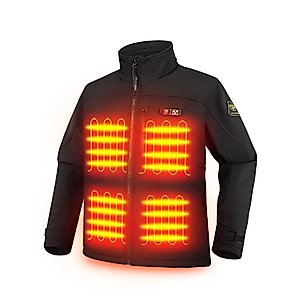 PTAHDUS Men's Heated Jacket Soft Shell with Hand Warmer, with 7.4V Battery Pack (Large, Black)