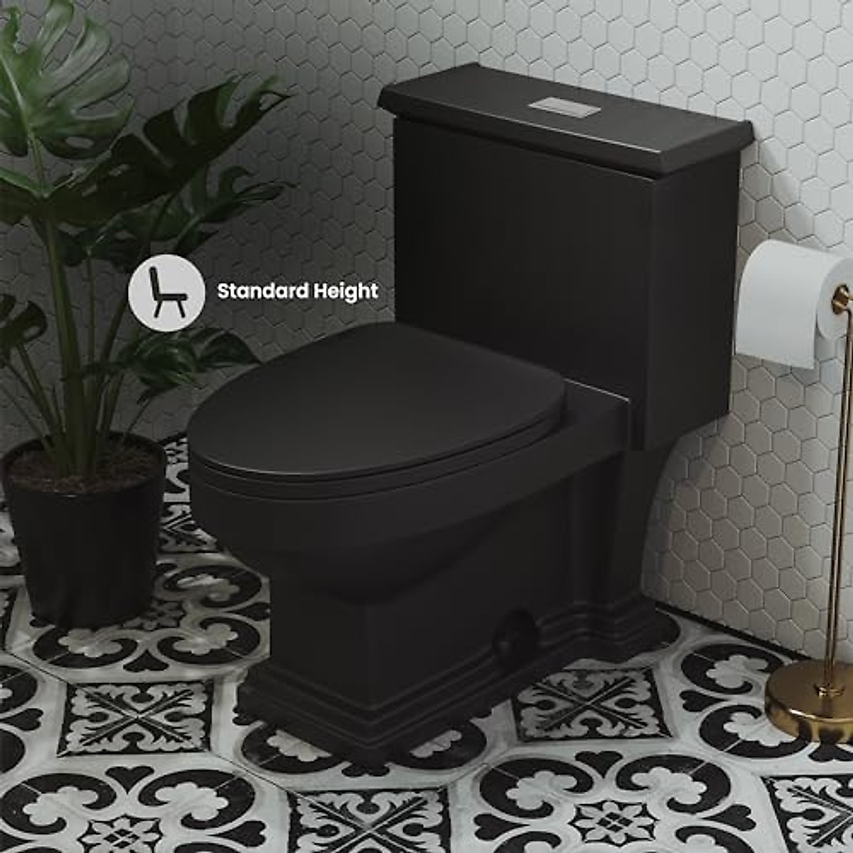 Voltaire One-Piece Elongated Toilet Dual-Flush 1.1/1.6 gpf in Matte Black