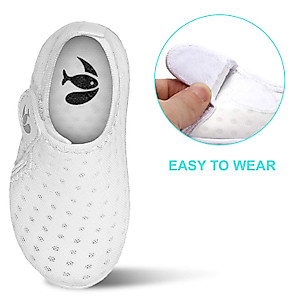 FEETCITY Water Shoes Quick Dry Barefoot Aqua Socks Swim Surf Pool Beach Yoga Shoe for Baby Boys and Girls White 12-18 Months Infant