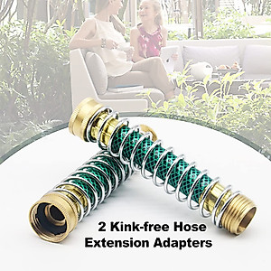 Water Splitter 2 Way Heavy Duty, 3/4" Garden Hose Splitter Y Way Connector 2 Valves Rubberized Grip with 2 Kink Free Faucet Extension Hose Protector 10 Rubber Washers