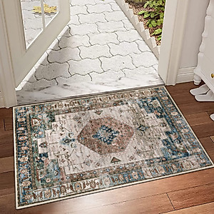 Collive Washable Indoor Doormat, Non Slip Retro Floor Mat 20" x 32" Area Rug Quick Absorbent Entrance Rug Distressed Front Door Mat, Welcome Mats Entryway Rug Doormats for Kitchen Home Patio