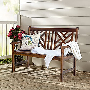 Sophia & William Outdoor Poplar Wood Bench Loveseat Walnut,Patio Wooden Bench with Backrest and Armrests PU Painting for Porch, Pool, Garden, Lawn, Balcony, Backyard, Load Capacity: 600 lbs, 1 Pack