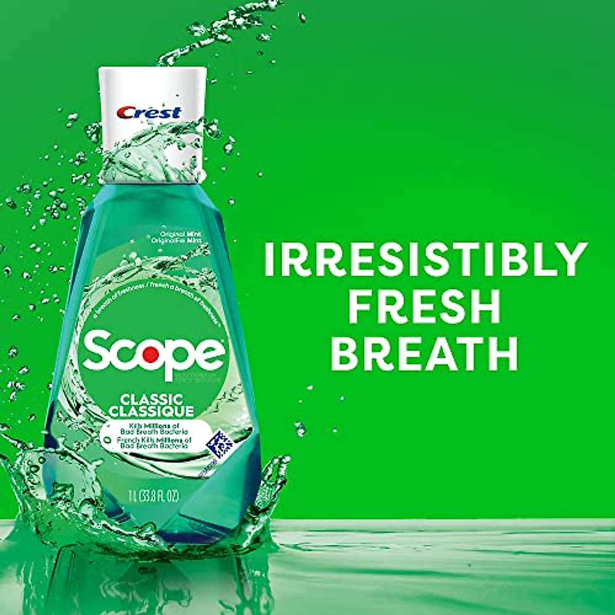 Crest Scope Classic Mouthwash, Original Formula, 500 Ml, 4 Count