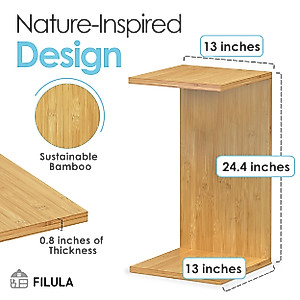 FILULA - Bamboo C Table and Coffee Table - All-in-One Solution for End Table, Coffee Table, Tray Table, Storage Bench, and Beyond