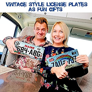 12 Pieces Vintage State License Plates for Decoration Tin Signs Vintage US State Number Tags Metal Vintage Automotive Signs for Man Cave Garage Bar Home Wall Decor, 6 x 12 Inch