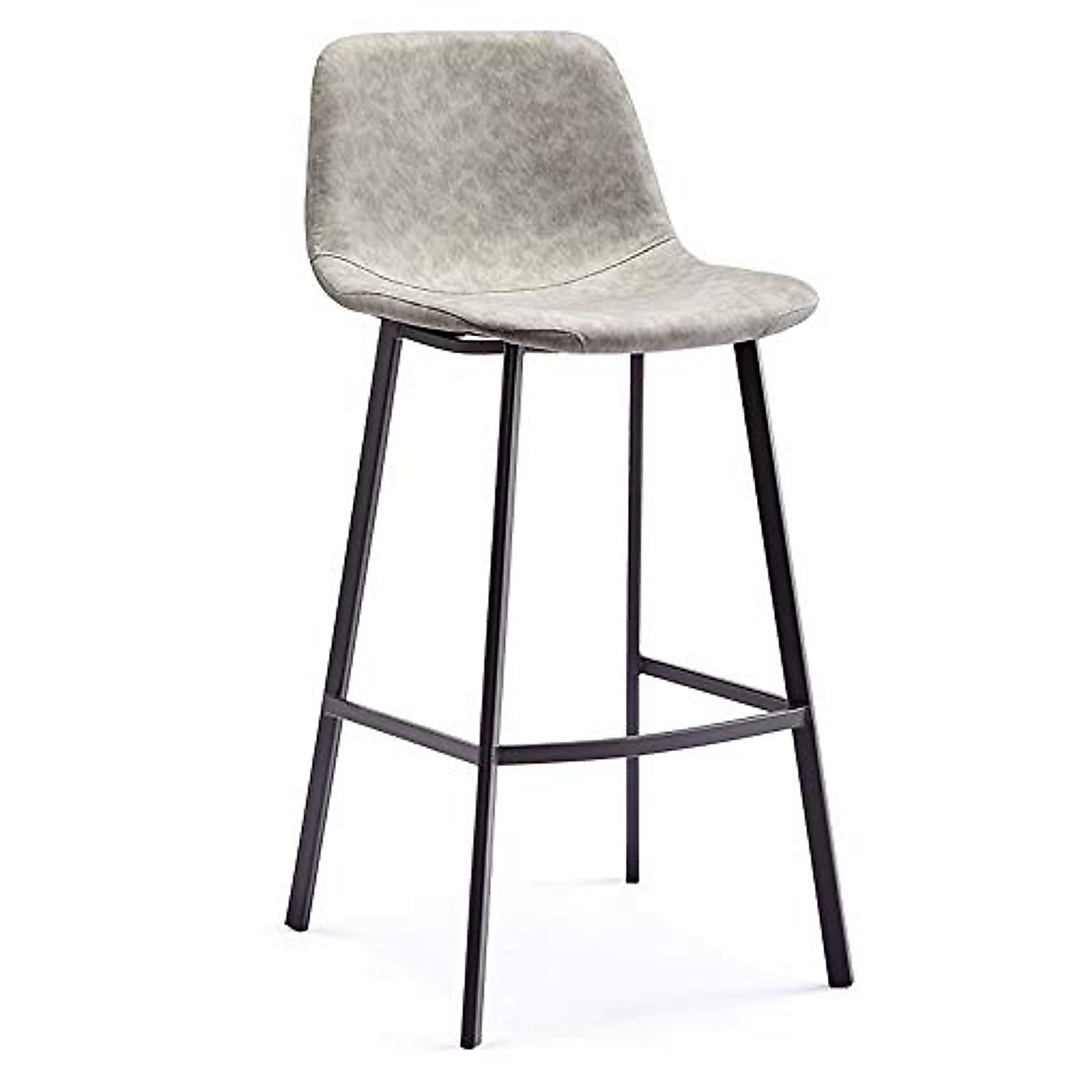 KOOU-barstools Nordic Kitchen High Counter Bar Stool Dining Chair, Black Grey Orange Soft and Leather Stool Cushion, Modern Simple Family Bar Furniture, Sitting Height: 26/30 Inches