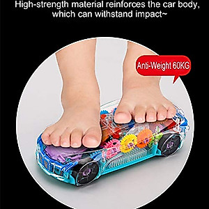 New Concept Transparent Mechanical Gear Toy Musical Car,Early Educational Learning Race Cars,Baby Car Toy with Automatic Steering,Universal Driving Color Lights Flashing Electric Toddler Car