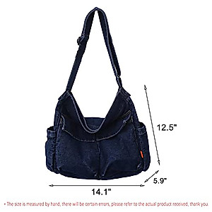 Canvas Messenger Bag Large Hobo Shoulder Crossbody Bag with Multiple Pockets Canvas Shoulder Tote Bag for Teen Girls Women(Dark Green)