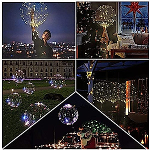 LED Light Up Bobo Baloons 10 Pack,20 Inches Clear Balloons 15 pcs for Helium Tank for Balloons at Home, Glow Bubble Ballons for Christmas Wedding Birthday Halloween Party Decoration