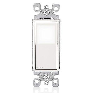 Leviton L5613-2W 15 Amp, 120/277 Volt, Decora LED Illuminated Rocker 3-Way AC Quiet Switch, Residential Grade, Grounding, White