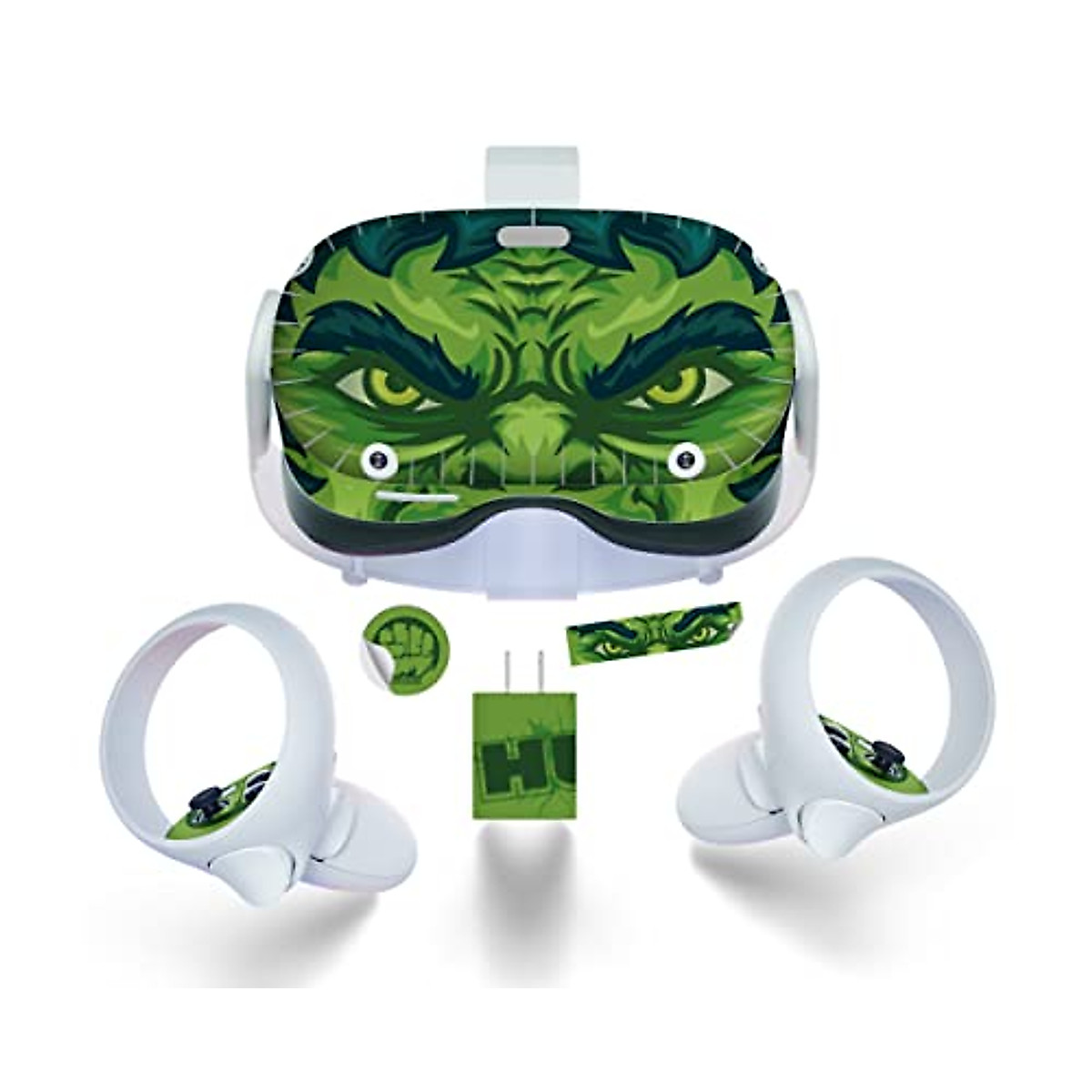 Incredible Green Beast VR Skin Wrap Decal for Oculus Quest 2 VR Headset - Easy-to-install Stickers for Meta Quest 2 VR2