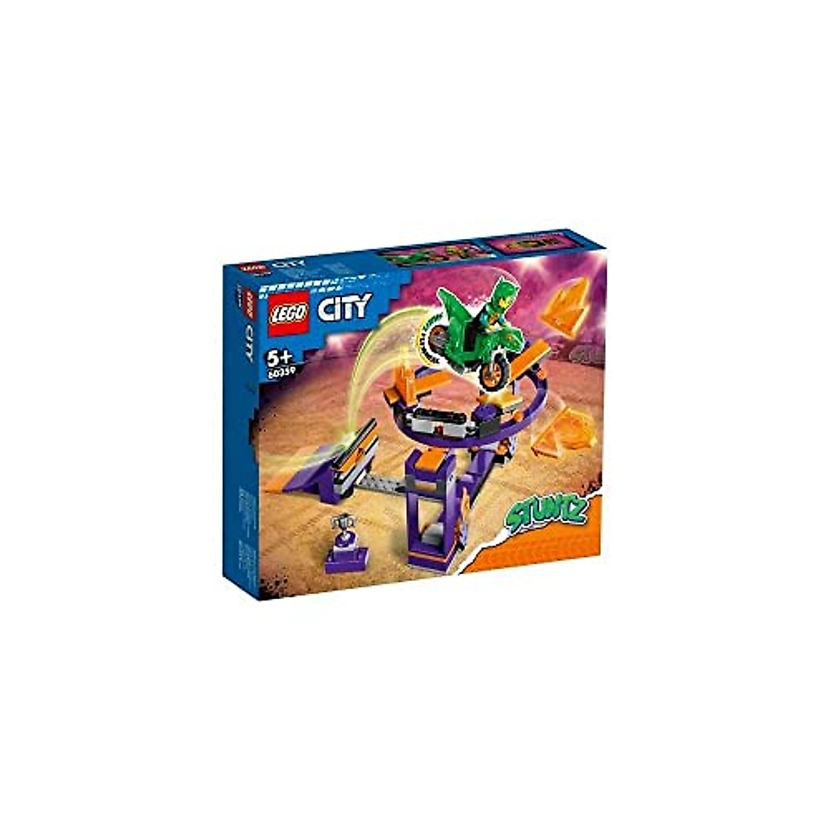 LEGO City Stuntz Dunk Stunt Ramp Challenge, 2in1 Action Set with Self-Driving Dinosaur Motorcycle Toy and Stunt Rider, Fun Activity for Kids, Boys, Girls 5 Years Old and Up, 60359