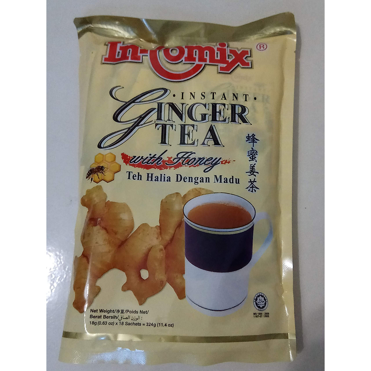 Instant Ginger Tea with Honey 11.4 Ounce, 18 Sachets in 1 Pack