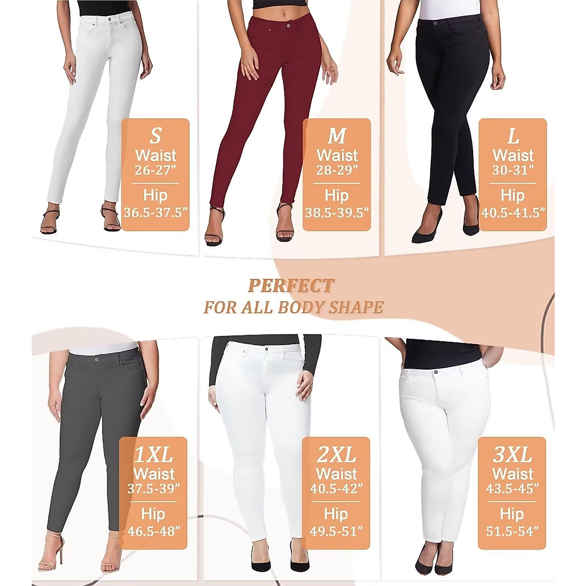 Hybrid & Company Womens Hyper Ultra Stretch Comfy Skinny Leg Work Casual Pants P44876SK Off White M