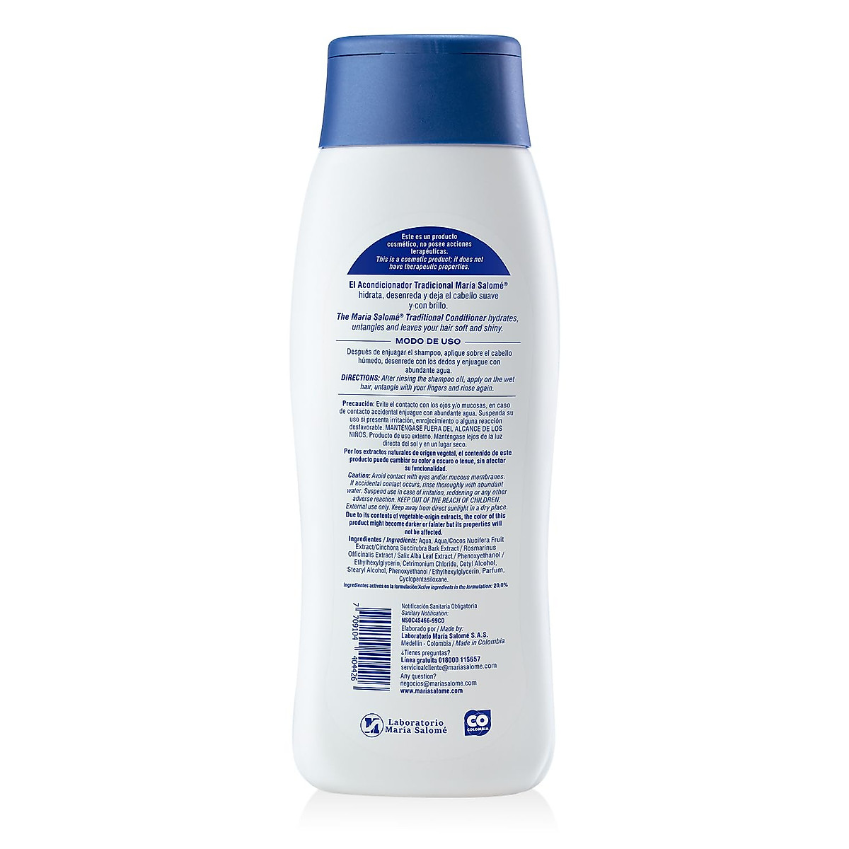 Maria Salome Acondicionador Hidratabte con Extractos Naturales Moisturizing 400ml