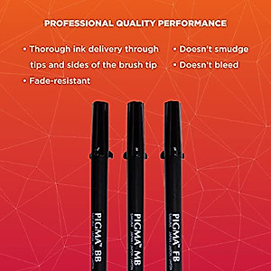 SAKURA Pigma Professional Brush Pens - Archival Black Ink Pens - Pens for Lettering, Modern Calligraphy, or Drawing - Brush Nibs - 3 Pack