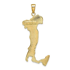 Solid 14k Yellow Gold Large Italy Souvenir Pendant Charm - 39mm x 17mm