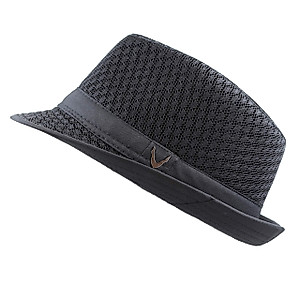 The Hat Depot Light Weight Classic Soft Cool Mesh Crushable Fedora hat (L/XL, Black)