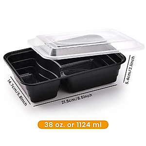 Kitch’nMore [38oz 30Pack Plastic Meal Prep Containers, 2 Compartment with Lids, Food Storage Container, Bento Box, Stackable, Microwave/Freezer/Dishwasher Safe, BPA Free